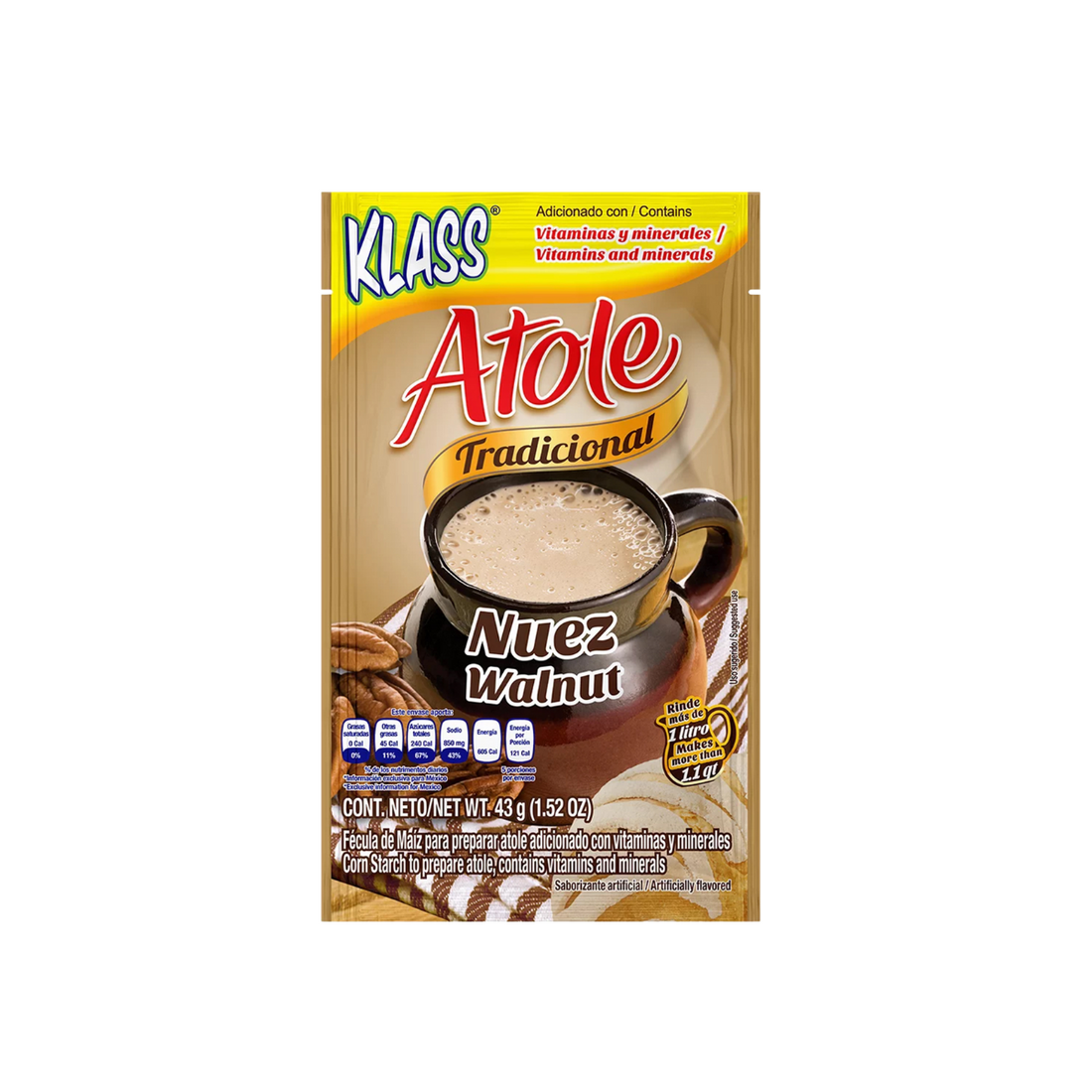 Klass Atole Tradicional - Nuez - Caja X 12 Unidades – Mrfermore