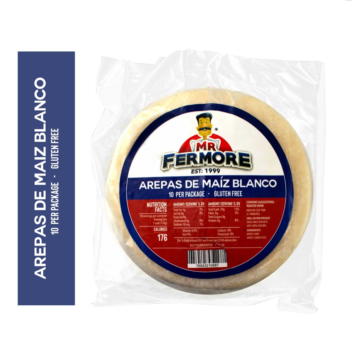 Mr. Fermore - Arepa de Maíz Blanco - Bolsa X 10 Unidades – Mrfermore